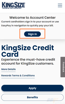KingSize Credit Card: Login & Customer Service Phone Number